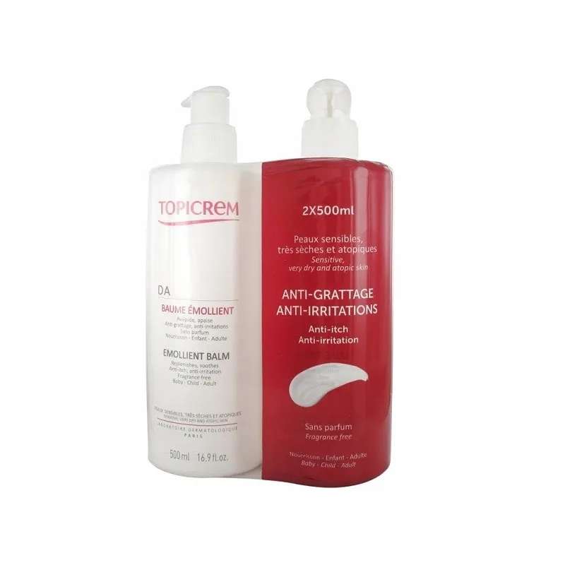 Topicrem DA Baume Émollient Anti-Grattage 2 x 500ml